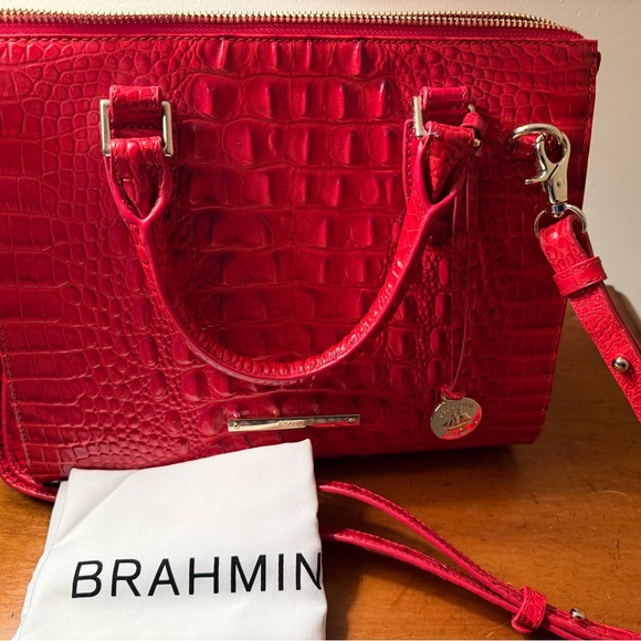 Brahmin | Bags | Brahmin Red Crocodile Embossed Leather Bag | Poshmark